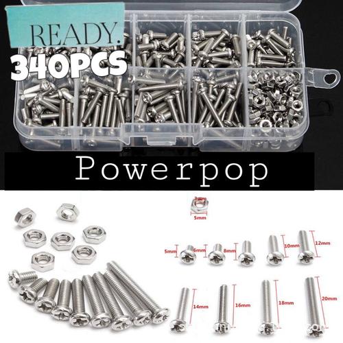 Jual Paketan mur baut m3 screw nut M3 340 pcs stainless steel - Jakarta ...