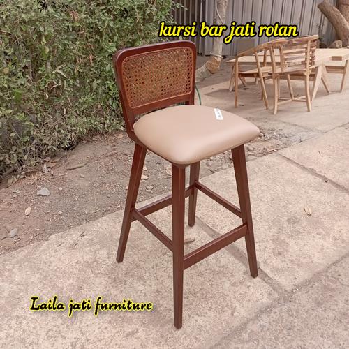 Jual Kursi Bar Minimalis Kayu Jati Rotan,Stool Bar Rotan ,Kursi Mini ...
