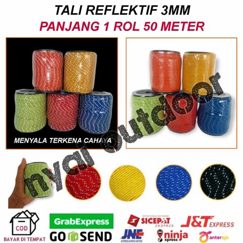 Jual tali perusik reflektif 3mm tali menyala per roll tali tenda ...