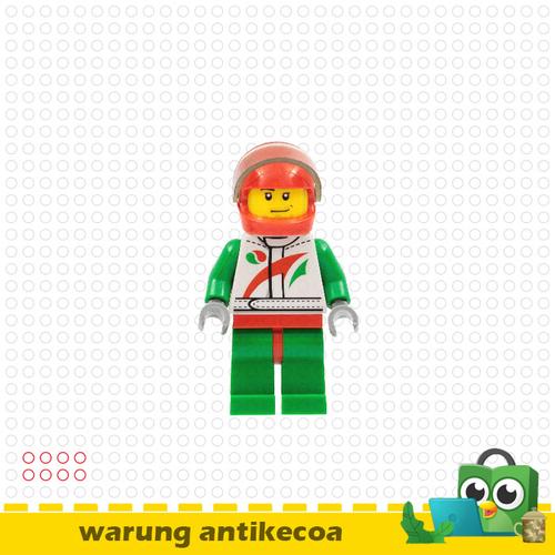 Jual LEGO Minifigure: Race Car Driver White Race Suit with Octan Logo ...