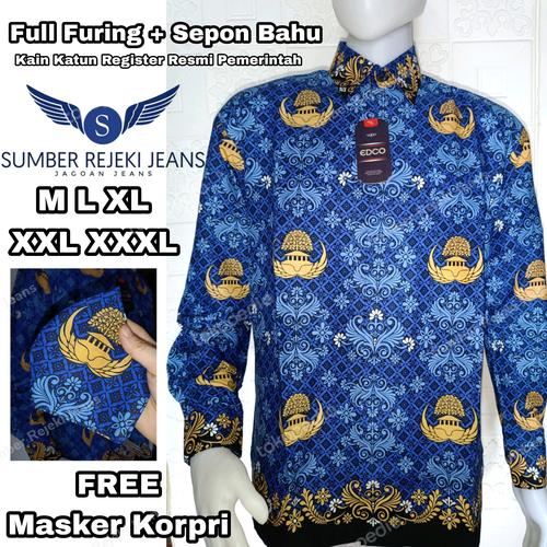 Jual KEMEJA KORPRI PRIA TERBARU 2022 FULL FURING KERAH HITAM KATUN HALUS - L, Terbaru 2022 ...