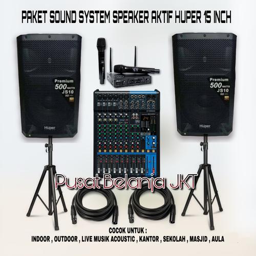 Jual PAKET SOUND SPEAKER AKTIF HUPER 15 INCH JS10 MIXER YAMAHA (HM-2 ...