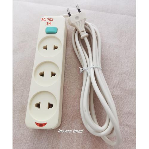 Jual Colokan listrik 3 lubang 1.5/3meter SNI STOP KONTAK SC-753 - 3m ...