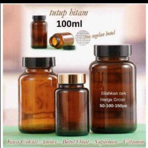 Jual Botol Kosong Kaca 100ml Obat Kapsul Botol Kapsul Vitamin Suplemen ...