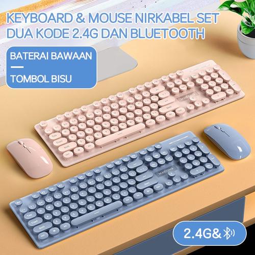 Jual Paket Keyboard Mouse Bluetooth Tuts Bulat Pink Lucu Tablet Android ...