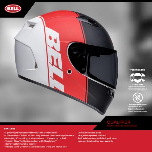 Promo Helm Bell Qualifier Ascent Matte Black Red Full Face Helmet - L ...