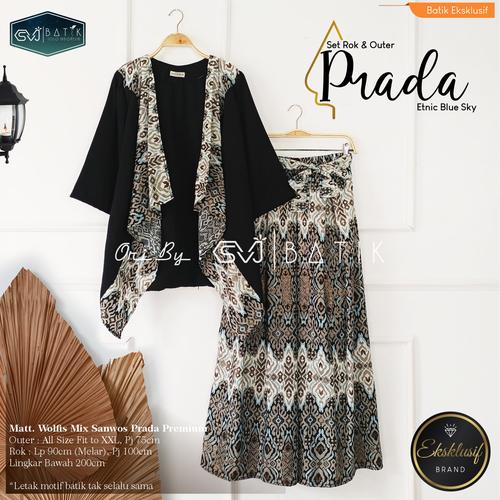 Jual SETELAN ROK OUTER ETNIK BIRU DAN HITAM PRADA BATIK ORI SVJ BATIK ...