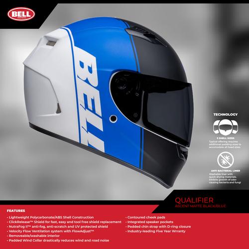 Promo Helm Bell Qualifier Ascent Matte Black Blue Full Face Helmet - L ...