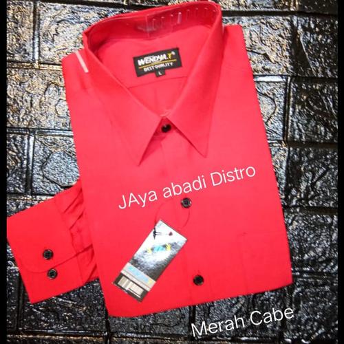 Jual Kemeja Pria Warna Merah Cabe Polos Lengan Panjang Regular - Merah ...