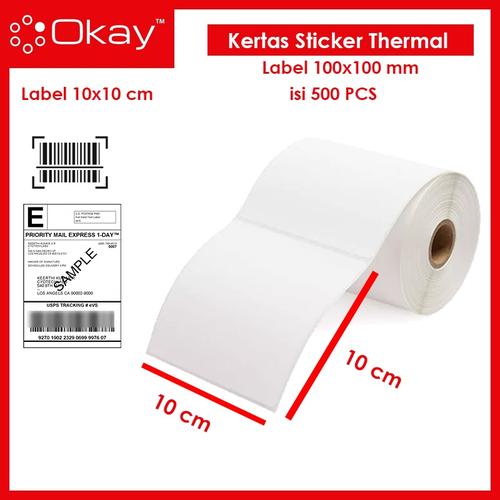 Promo OKAY kertas thermal label 100x100 mm 4x4 inch Sticker label Isi ...