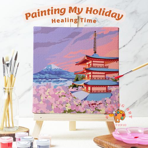 Jual Painting by Number Kit Lukisan Japan House Fuji canvas 20x20 / art ...