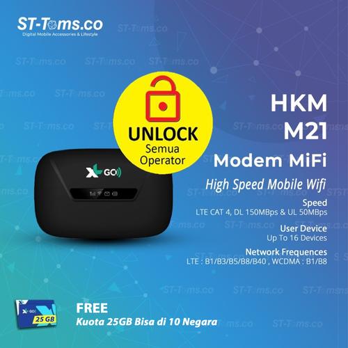 Promo HKM M21 Modem Portable Mifi 4G LTE UNLOCK Sim Card XL Free Kuota ...