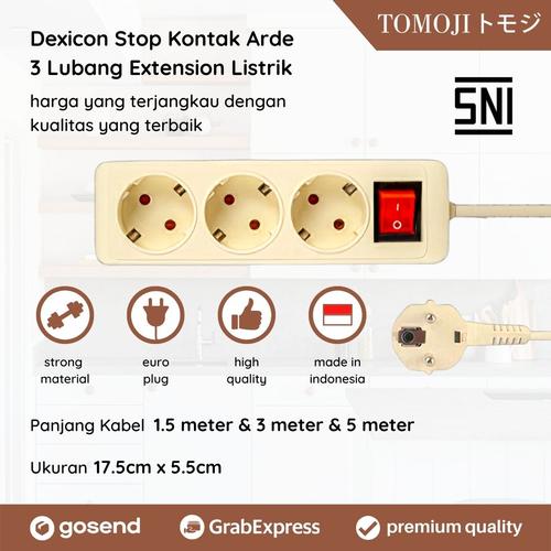 Jual Dexicon Stop Kontak Arde 3 Lubang - Saklar ON OFF - Colokan Extension - 5 Meter - Jakarta ...