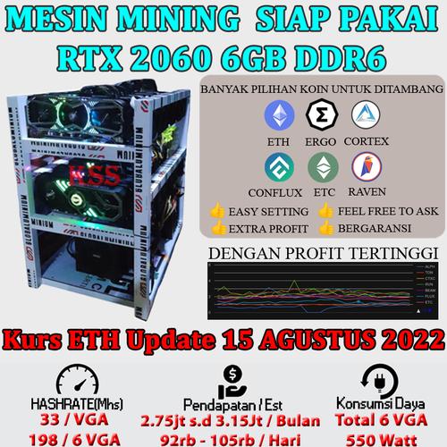 Jual MESIN CRYPTO / RIG MINING RTX 2060 / RTX2060 6GB DDR6 PAKET 6 VGA ...