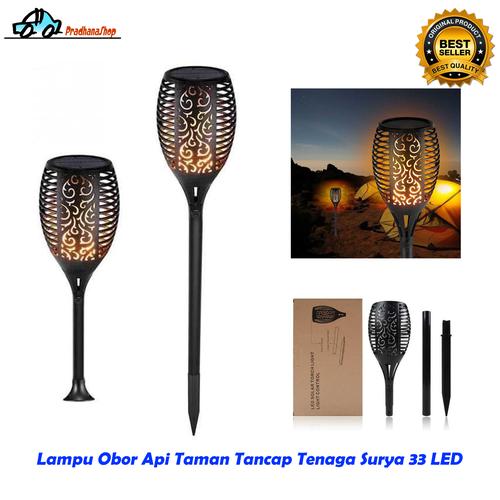 Jual Lampu Api Obor Taman LED Elektrik Flame Fire Torch 33 LED Solar ...