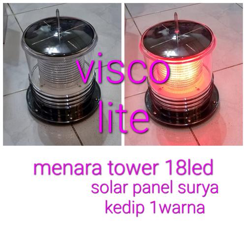Jual lampu menara led solar panel 18led / navigasi light gedung tower ...