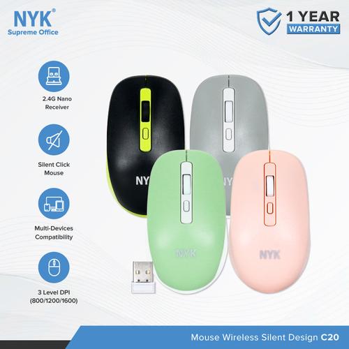 Jual NYK C20 Mouse Wireless Silent Design Style Color - Pink - Jakarta ...
