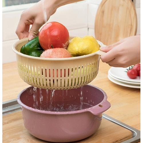 Jual Baskom Keranjang Saringan Sayur 2 in 1 Wakul Bulat Buah - KECIL ...