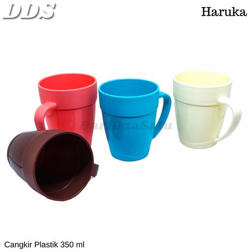 Jual Mug Plastik Cangkir Gelas Mug Gagang Food Grade 350 - 550 ml - 350 ...