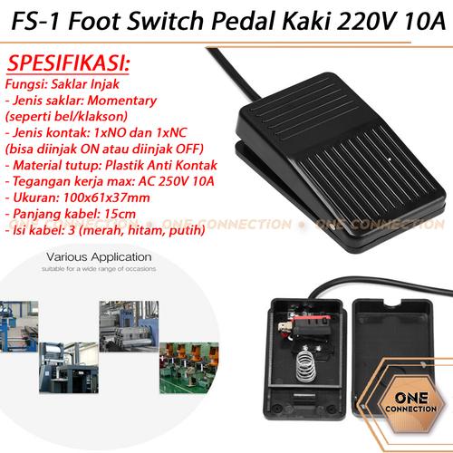 Jual FS-1 Foot Switch Pedal Kaki Footswitch AC 220V upto 380V 10A 1NO ...