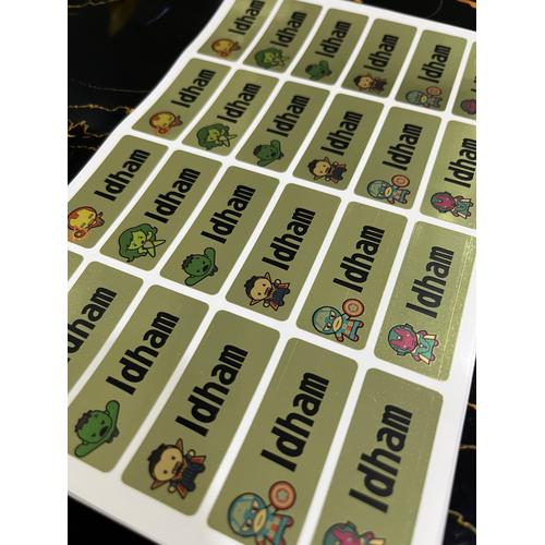 Jual STIKER LABEL NAMA ANAK WATERPROOF | VINYL GOLD SILVER TRANSPARAN ...