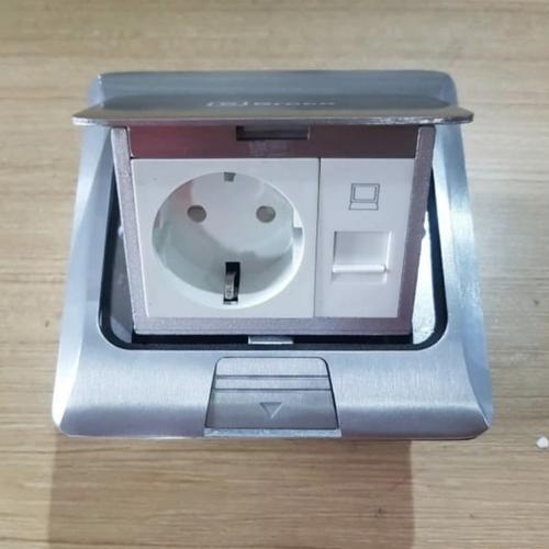 Jual Stop Kontak Broco Tanam Lantai + LAN RJ45 CAT5E Outlet Silver ...