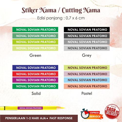 Jual Stiker cutting nama / Label nama panjang / Stiker pensil / Stiker ...