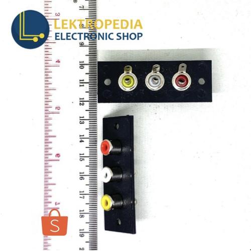 Jual Soket RCA 3 pin PENDEK Kotak Papan Box Socket 3p 3 p 3pin Lubang ...