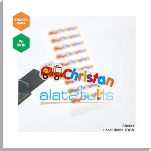 Jual Label Nama Cutting Bentuk Custom Sticker Stiker dengan ICON ...