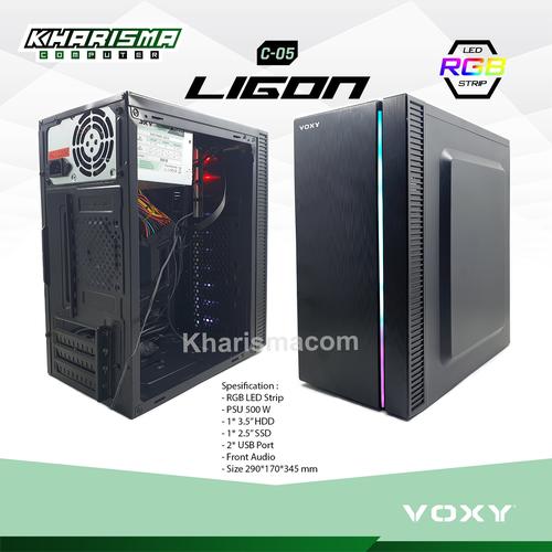 Jual CASING VOXY LIGON C-05 RGB LED STRIP WITH PSU 500W CASE PC ...