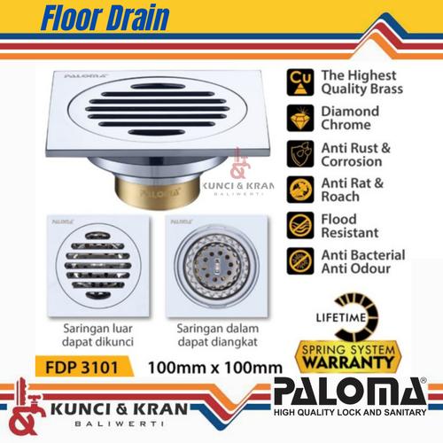 Jual Floor Drain Chrome Paloma FDP3101 Afur lantai 100X100 saringan got ...