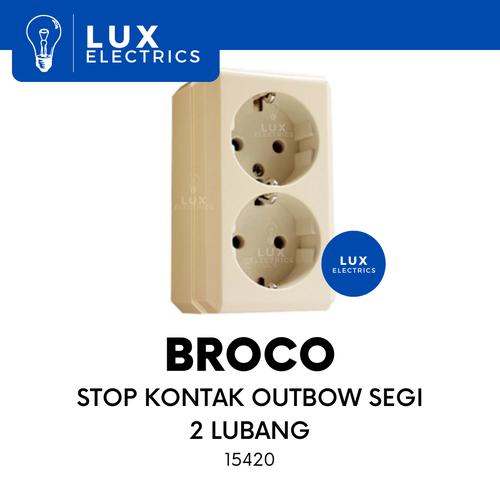 Jual Stop Kontak 2 Lubang Outbow/OB Segi BROCO 15420/Terminal/Colokan ...