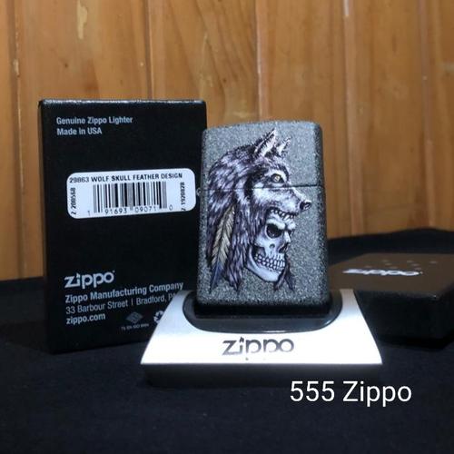 Jual Zippo original Wolf Skull Feather New with box original - Kota ...