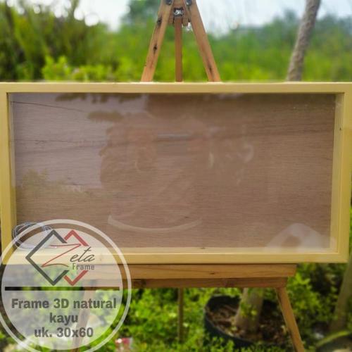 Jual Pigura mahar kayu pinus natural kayu uk. 30x60 - frame 3D box kayu ...