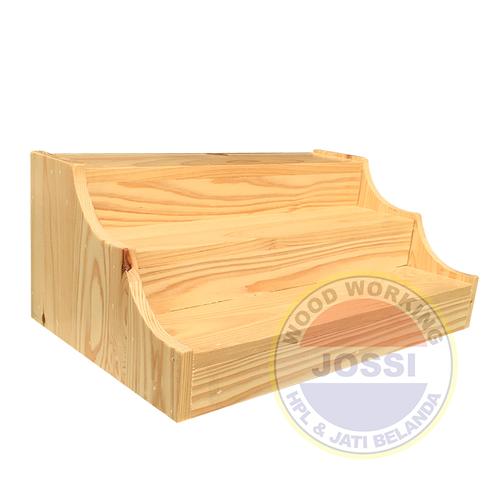 Jual Rak Display Tiga Tingkat Kayu Jati belanda / Mix Waffle Board ...