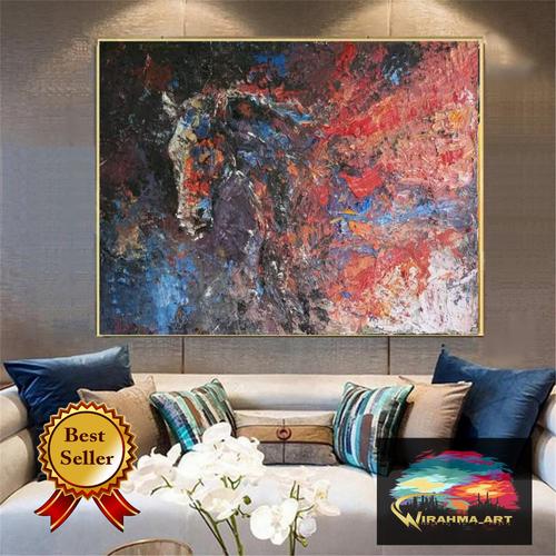 Jual lukisan kuda abstrak modern art texture 90 x 110 cm plus bingkai ...