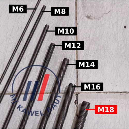 Jual Studbolt / Asdrat Besi M18 p2.5 Panjang 1 Meter Long Drat - Kota Surabaya - MJ Kawel Baut ...