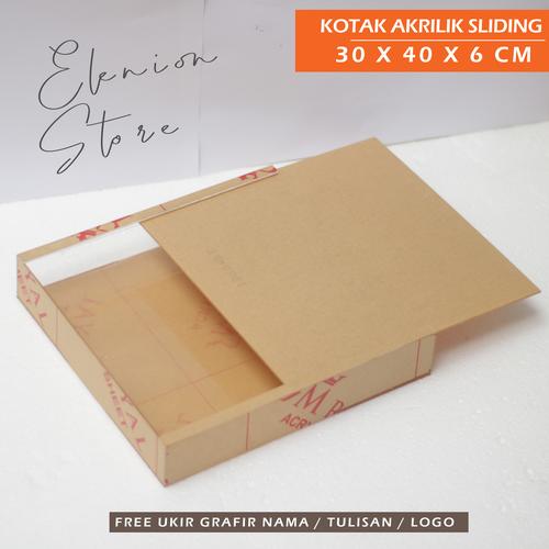 Jual Kotak akrilik Akrilik box sliding 30x40x6cm / kotak mahar akrilik ...
