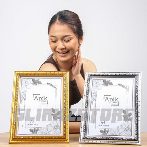 Jual Bingkai / frame / pigura foto A4 warna emas - motif gold - Kab ...
