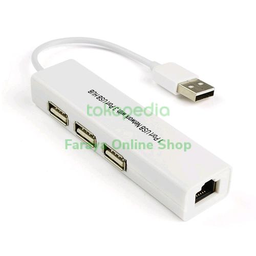 Jual USB to LAN Ethernet External Network Card with USB Hub - Kota ...