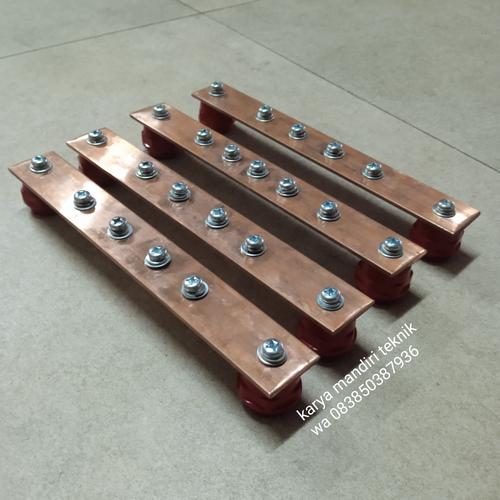 Jual busbar tembaga 3mm x 30mm x 220mm 4 lubang baut M6 komplit ...