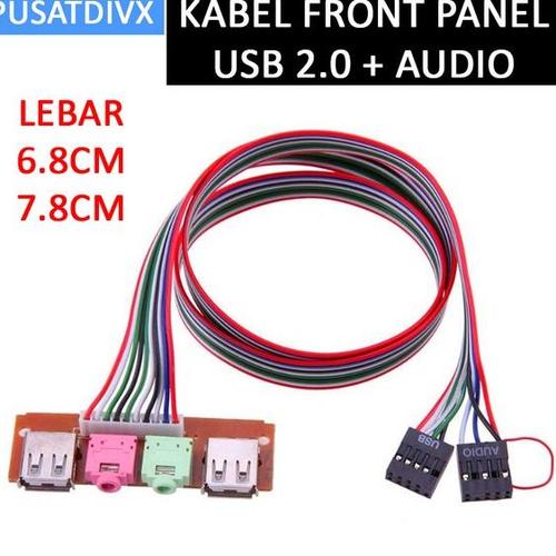 Jual Kabel Front Panel USB 2.0 2 port & Jack Audio Mic Casing Case PC ...