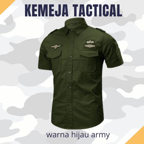 Jual Baju Casual Kemeja Tactical Hijau Army Lengan Pendek Lapangan ...