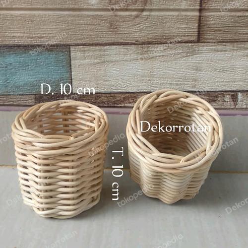 Jual keranjang bulat rotan pensil bisa untuk jadi vas bunga atau pot ...
