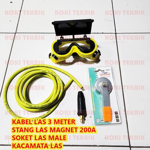 Jual Kabel Las Set + Stang Las Magnet 200a Kacamata Las Socket Las Male ...