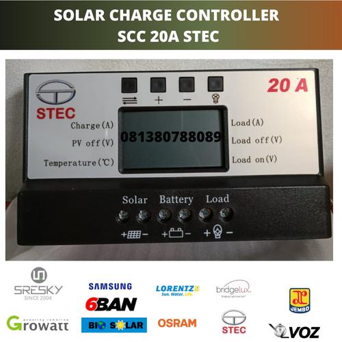 Jual controller 20 A merek stec 12/24v sistem digital SCC 20A PUTIH ...