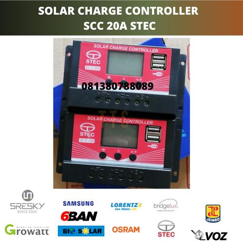 Jual controller 20 A merek stec 12/24v sistem digital SCC 20A MERAH ...