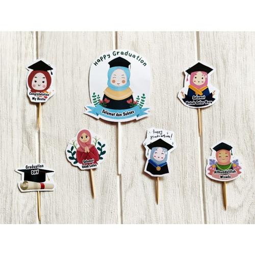 Promo isi 7 hiasan kue cake topper tema Happy Graduation Wisuda ...