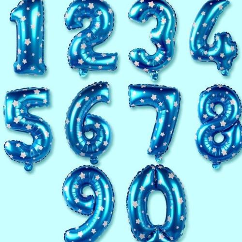 Jual BALON ANGKA/ FOIL ANGKA SATUAN UKURAN 40cm - BIRU CORAK, "1 ...