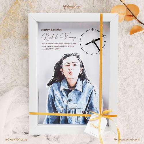 Jual Sketsa Lukisan Wajah Custom 3D ada Jam untuk Kado Unik Hadiah ...